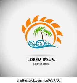 Logo Palm Trees Sun Wave Vector Stock Vector (Royalty Free) 360909707 ...