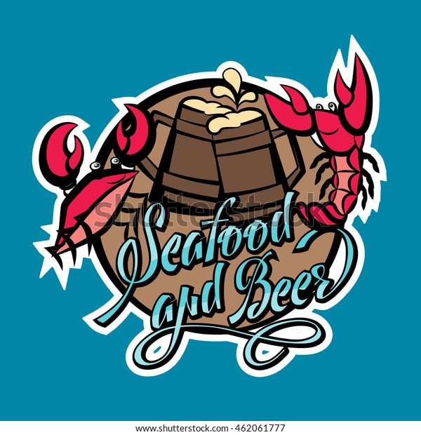 Logo Seafood Beer Lettering Crayfish Crab Stock Vector (Royalty Free ...