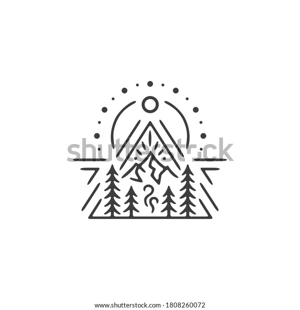 Logo Simple Line Art Style Featuring Stock Vector (Royalty Free ...