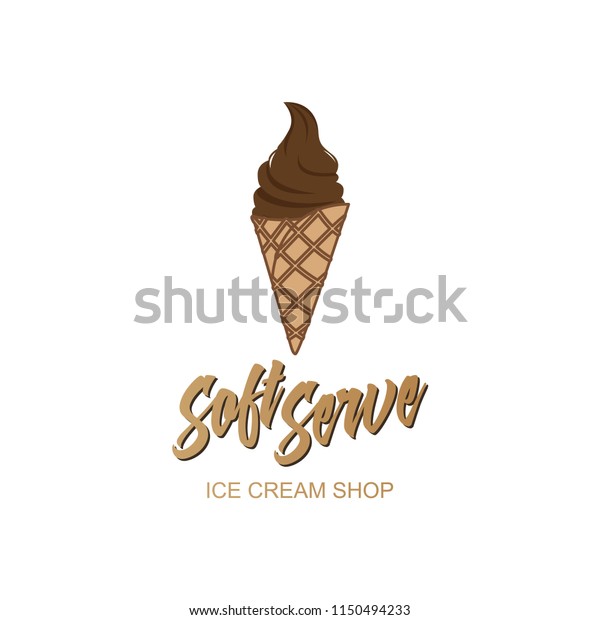 Logo Soft Serve Ice Cream Waffle Stock Vector (Royalty Free) 1150494233