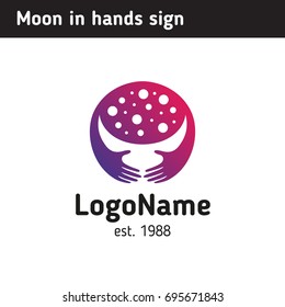 Logo Template Illustration Moon Hands Young Stock Vector (Royalty Free ...