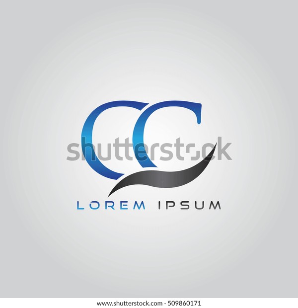 Vektor Stok Logo Template Letters Cc Elegant Blue (Tanpa Royalti ...