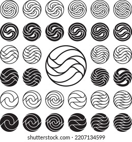 Logo Template Set Wavy Circle Logo Stock Vector (Royalty Free ...