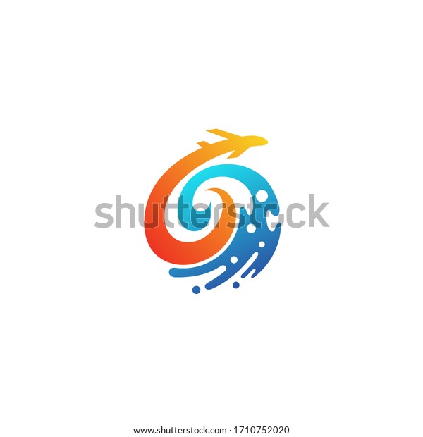 Logo Template Wave Airplane Simple Flat Stock Vector (Royalty Free ...