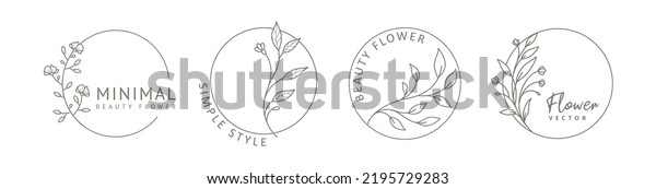 Logo Templates Minimal Linear Style Hand Stock Vector (Royalty Free ...