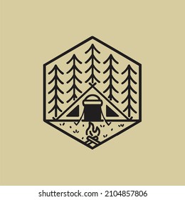 Logo Triangle Camp Forest Brown Background Stock Vector (Royalty Free ...
