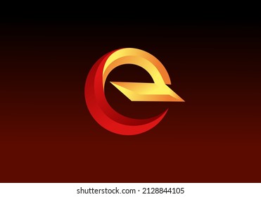 Logo Typography Letter E Red Gold Stock Vector (Royalty Free ...