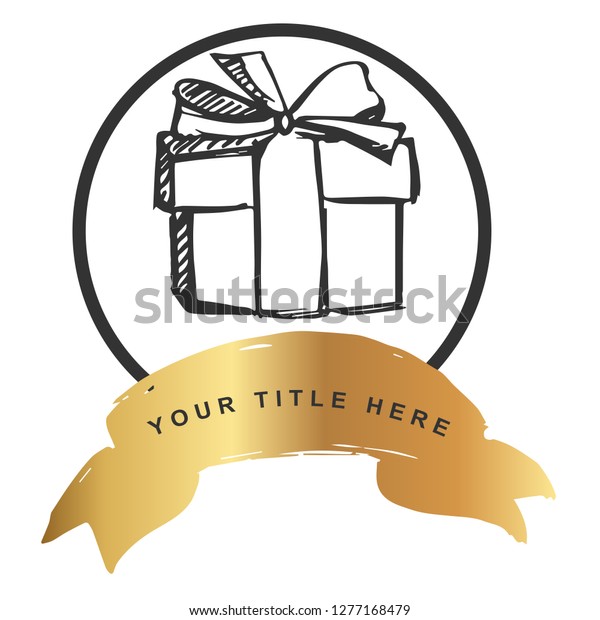 Logo Vector Illustration Gift Gold Banner Stock Vector (Royalty Free ...