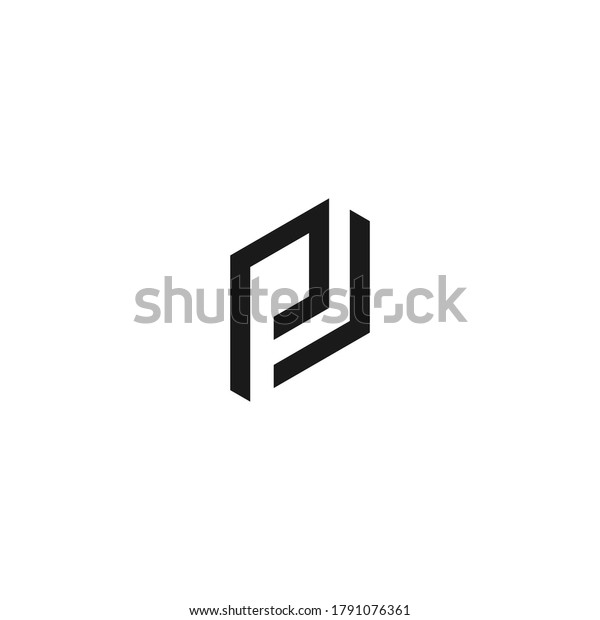 Logo Vector Letter P J Modern Stock Vector (Royalty Free) 1791076361 ...
