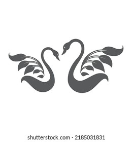 Logo Vector Two Swans Swan Icon Stock Vector (Royalty Free) 2185031831 ...