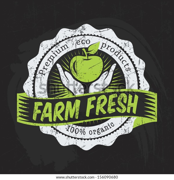 Logo Vegetable Fruit Fresh Farm Chalkboard Stock Vector (Royalty Free ...
