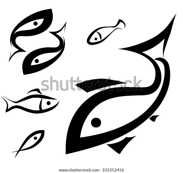 Logolike Fish Symbol Set Sketch Simple Stock Vector (Royalty Free ...