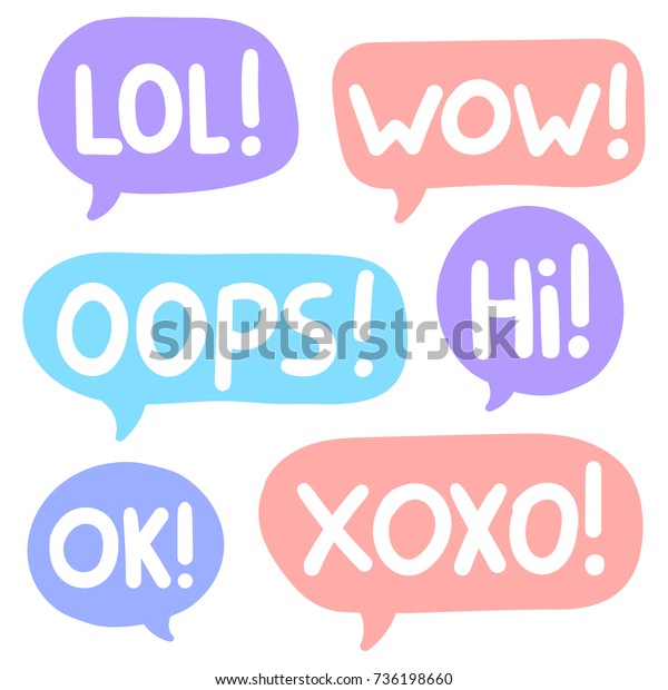 Lol Wow Oops Hi Ok Xoxo Stock Vector (Royalty Free) 736198660 ...