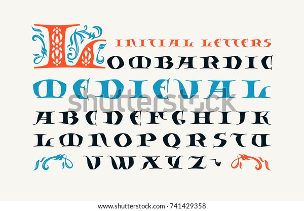 Lombardic Medieval Capital Font Initial Letters Stock Vector (Royalty ...
