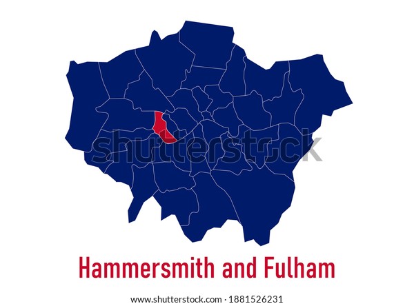 London Borough Hammersmith Fulham Map Map Stock Vector (Royalty Free ...