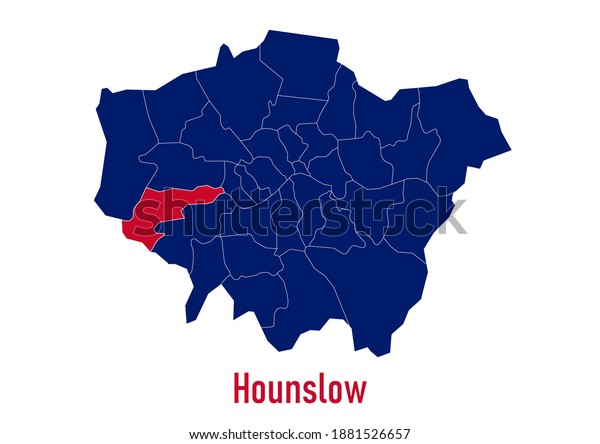 London Borough Hounslow Map Map Colored Stock Vector (Royalty Free ...