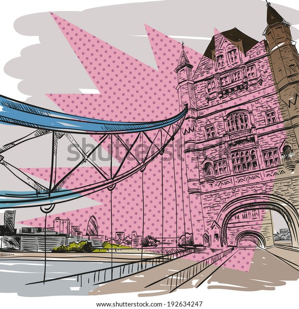 London Bridge Hand Drawn Vector Illustration Stock Vector (Royalty Free ...