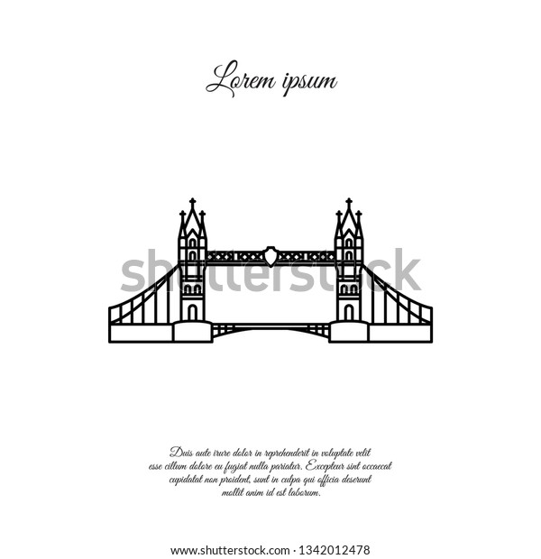 London Bridge Vector Line Linear Icon Stock Vector (Royalty Free ...