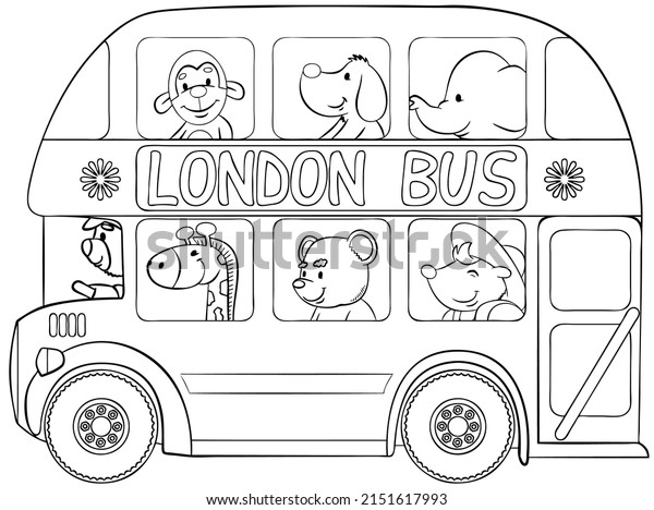 London Bus Element Coloring Page Cartoon: เวกเตอร์สต็อก (ปลอดค่า ...