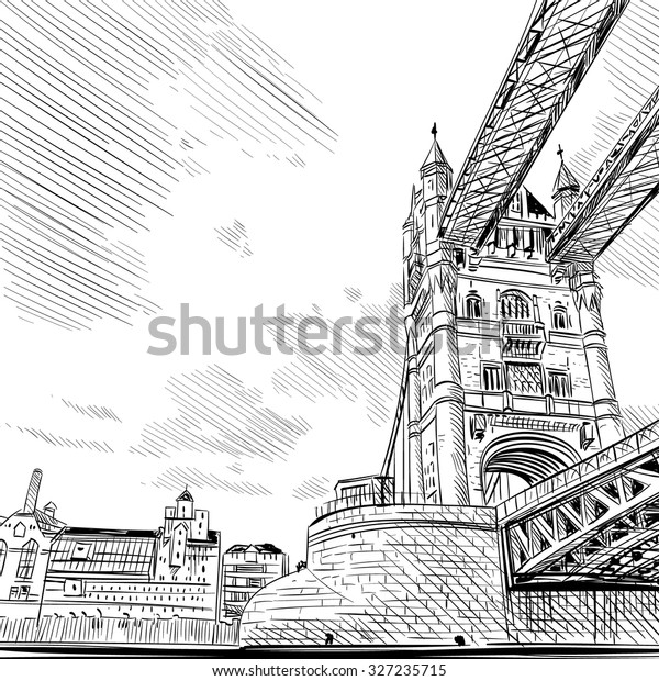 London City Hand Drawn Vector Illustration: เวกเตอร์สต็อก (ปลอดค่า ...