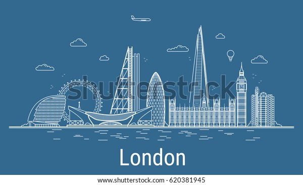 London City Line Art Vector Illustration Stock Vector (Royalty Free ...