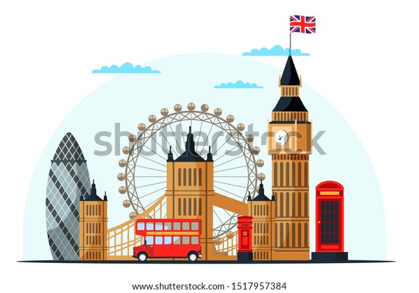 London Cityscape Flat Vector Illustration Great Stock Vector (Royalty ...