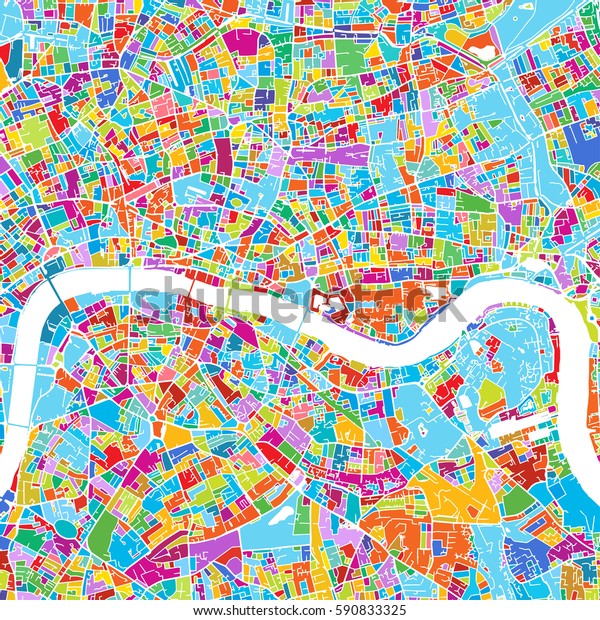 London Colorful Vector Map Printable Outline Stock Vector (Royalty Free ...