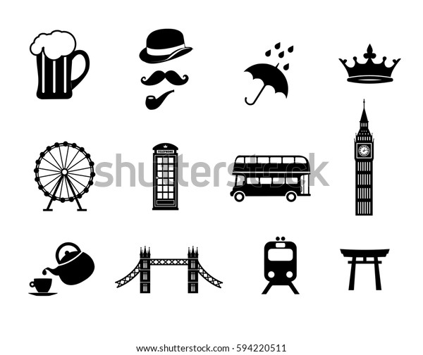 London Icon Set Collection Vector Stock Vector (Royalty Free) 594220511 ...