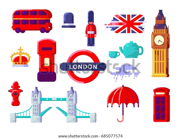 Juego De Iconos De Londres. Inglaterra.: vector de stock (libre de ...