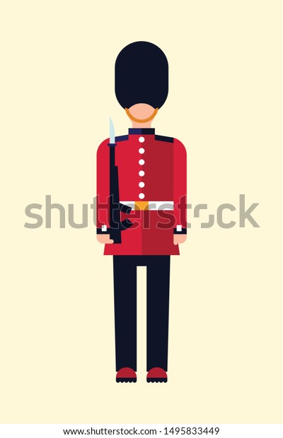 London Queens Guard Vector Flat Illustration Stock Vector (Royalty Free ...