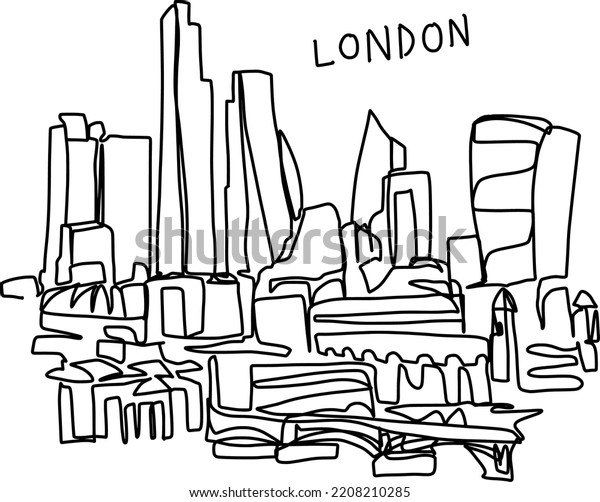 London Skyline One Line Drawing Abstract Stock Vector (Royalty Free ...