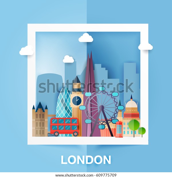 London. Skyline and vector landscape of buildings the capital of Great ...