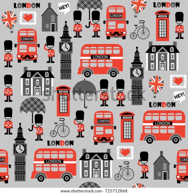 London Street Vector Pattern Kids Stock Vector (Royalty Free) 725712868