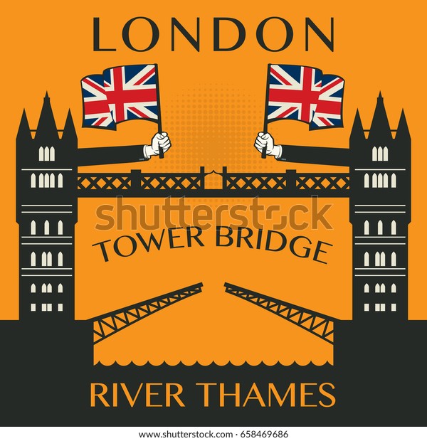 London Tower Bridge Poster Label Vector Stock Vector (Royalty Free ...