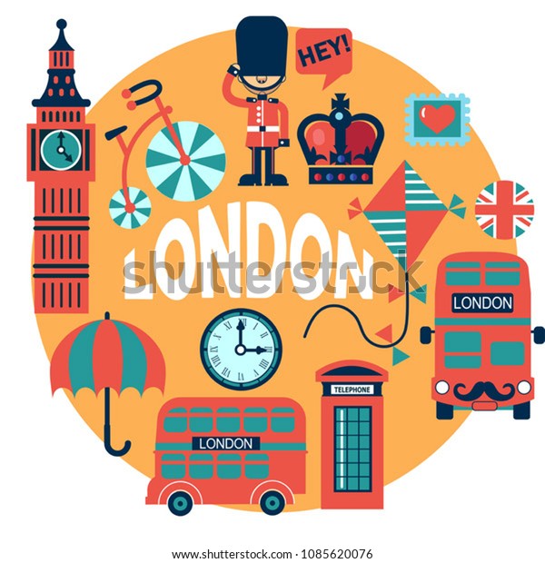London Vector Color Circle Badge Stock Vector (Royalty Free) 1085620076 ...