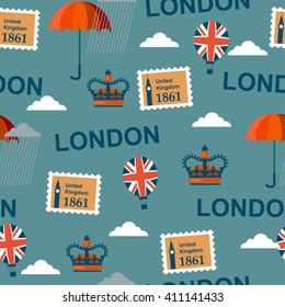 London Vector Seamless Background Stock Vector (Royalty Free) 411141433 ...