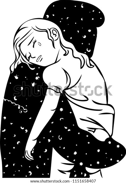 Lonely Girl Being Sad Crying Missing Stock Vector (Royalty Free) 1151658407