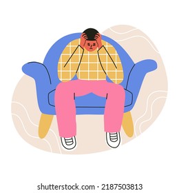 Lonely Sad Man Sitting On Chair Stock Vector (Royalty Free) 2187503813 ...