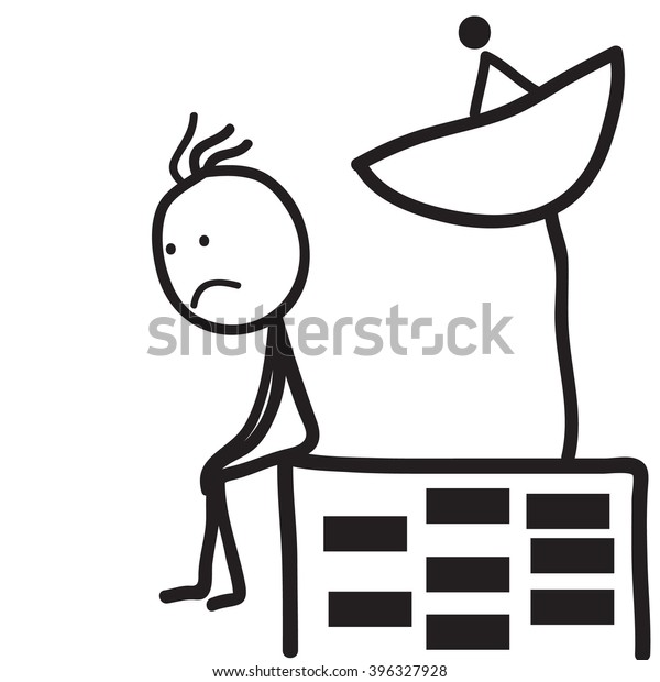 Lonely Stick Man Sitting On Tower Stock Vector (Royalty Free) 396327928 ...