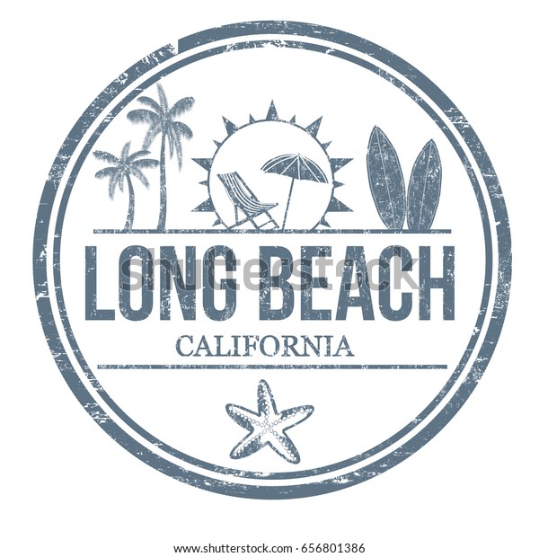 Long Beach Sign Stamp On White Stock Vector (Royalty Free) 656801386 ...