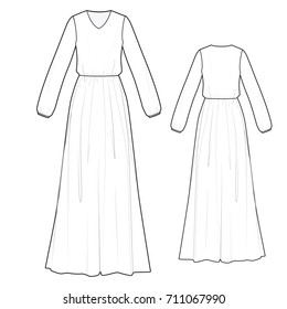 Long Dress Stock Vector (Royalty Free) 711067990 | Shutterstock