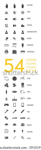Long Icons Set Gestures Signs Media Stock Vector (Royalty Free ...