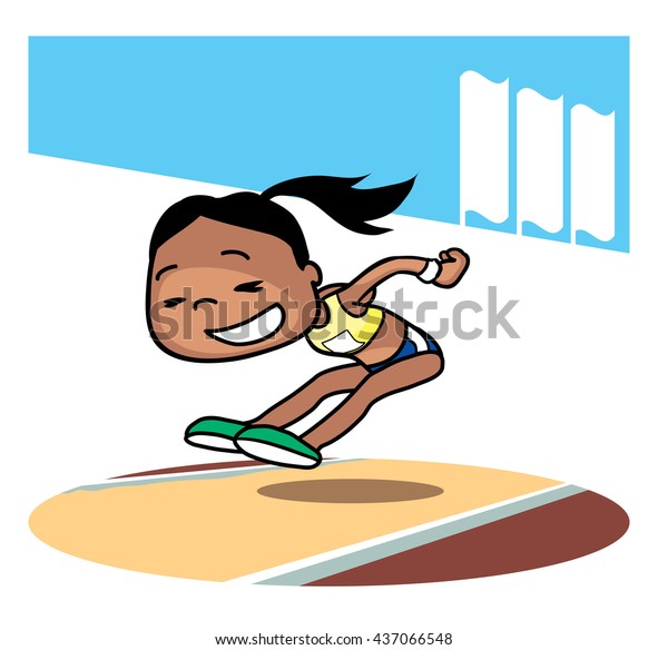 Long Jump Competition Cartoon Character Vector: vector de stock (libre ...