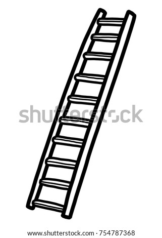 Long Ladder Cartoon Vector Illustration Black Stock Vector Royalty