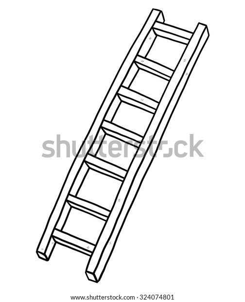 Stock vektor „Long Ladder Cartoon Vector Illustration Black“ (bez ...