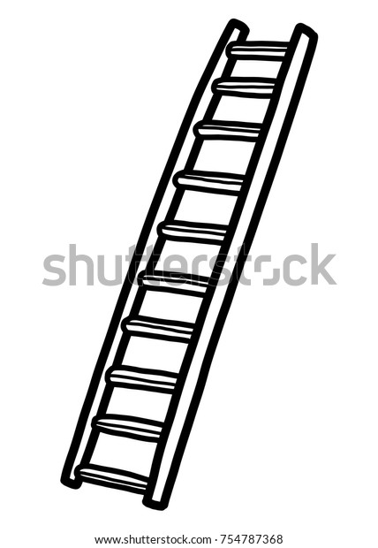 Long Ladder Cartoon Vector Illustration Black: stockvector (rechtenvrij ...