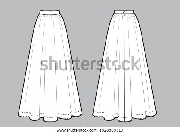 Long Maxi Skirt Vector Illustration Black Stock Vector (Royalty Free ...