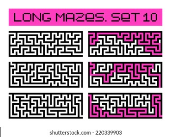 Long Mazes Set 10 Stock Vector (Royalty Free) 220339903 | Shutterstock