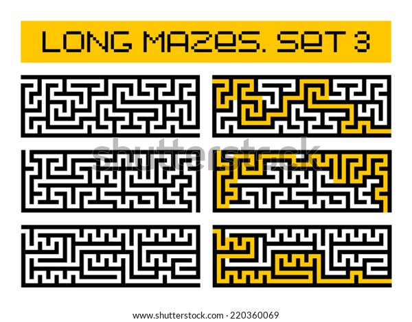 Long Mazes Set 3 Stock Vector (Royalty Free) 220360069 | Shutterstock