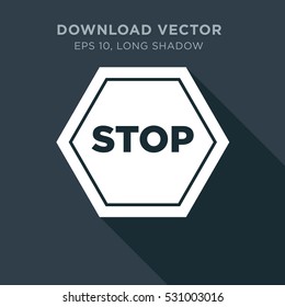 Long Shadow Stop Icon Illustration Isolated Stock Vector (Royalty Free ...
